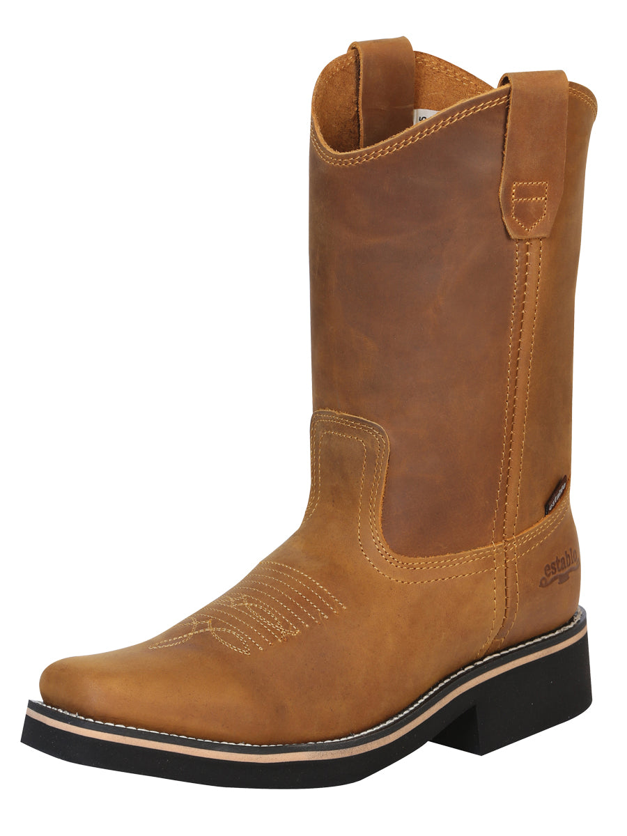 Establo Men’s Work Boot - Crazy Leather in Mango 41530 – MexWest